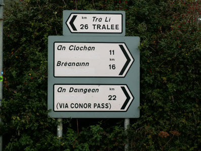 Dingle Irish Road signs